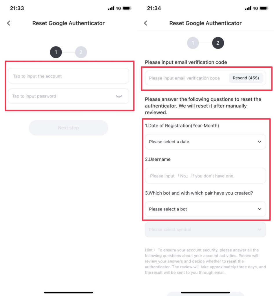 Reset Google Authenticator - Pionex Trading Bot
