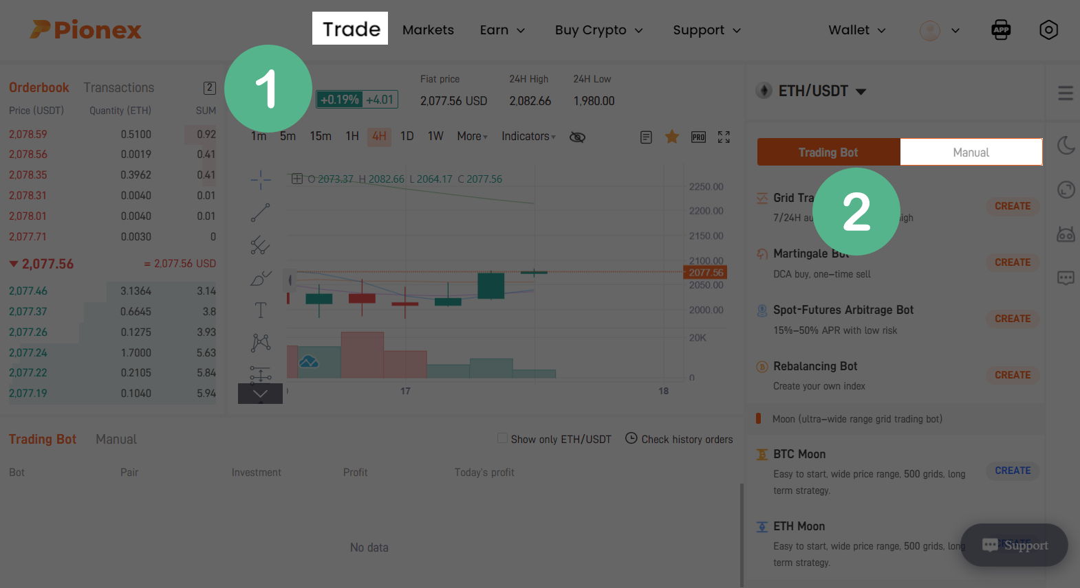 Manual Trade 【Web】 - Pionex Trading Bot